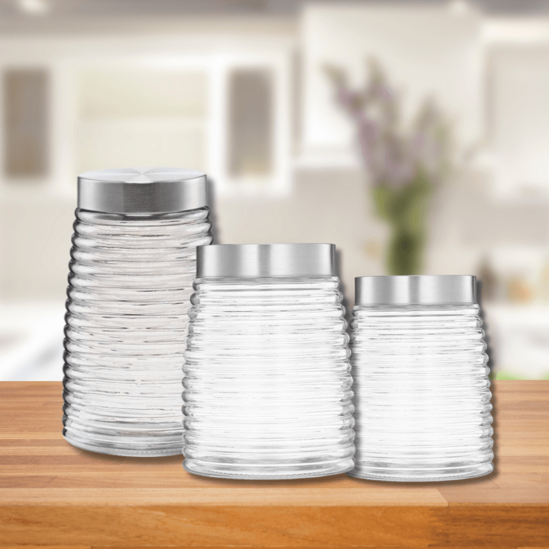 Set 3 Recipiente, pentru Condimente, Paste, Cereale, Inchidere Ermetic ...